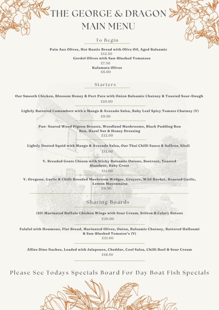 Menus - George + Dragon