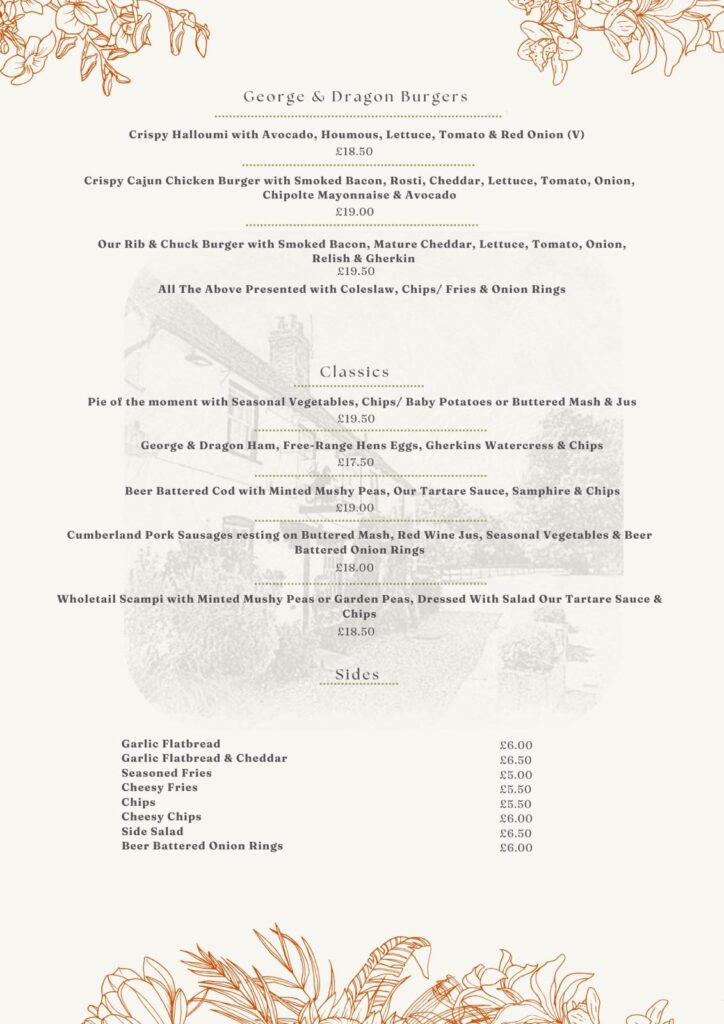 Menus - George + Dragon